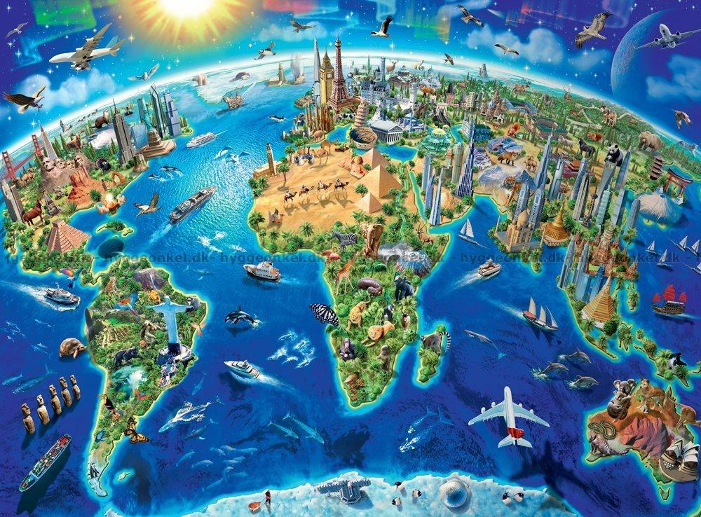 Kort over verden, 300 brikker puslespil, Ravensburger - 13227 ...