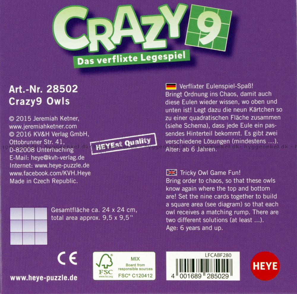 Crazy 9: Ketner - Ugler → Køb det her. - 4001689285029 UDGÅET!!!