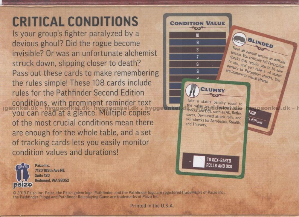 Køb Pathfinder: Condition Card Deck 2nd edition billigt ...