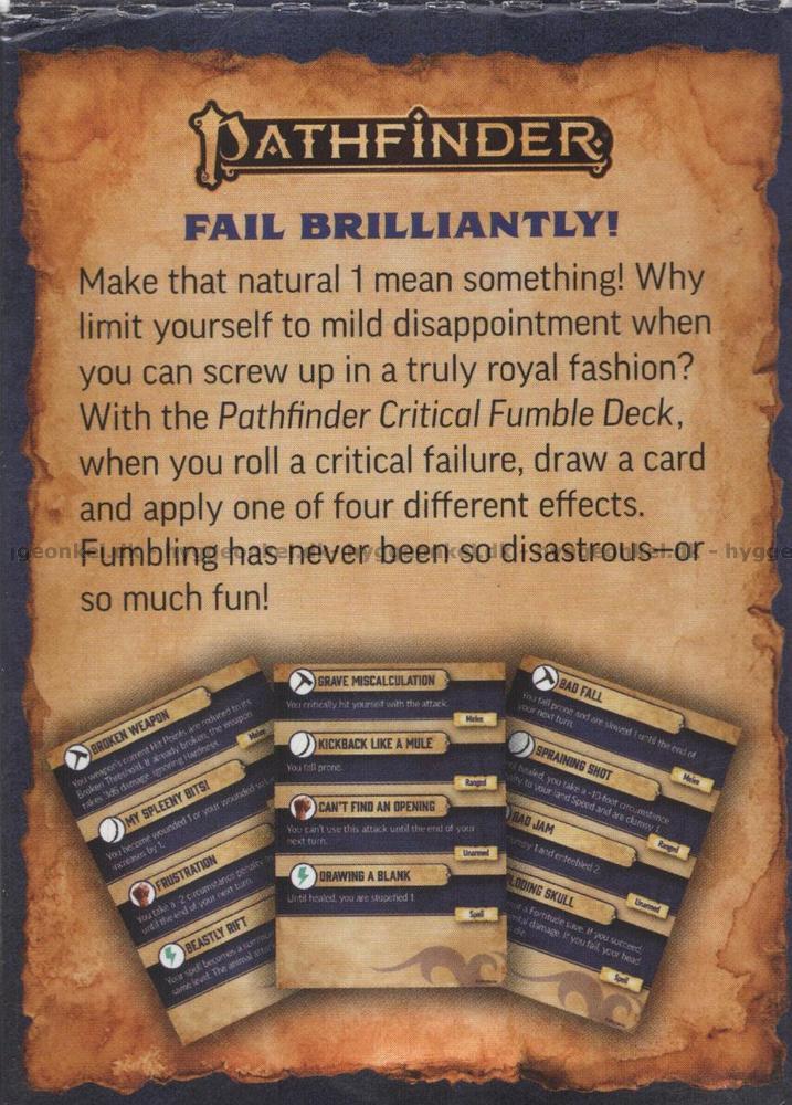 Pathfinder: Critical Fumble Deck 2nd edition → Køb det billigt i dag! - 9781640781900 UDGÅET!!!